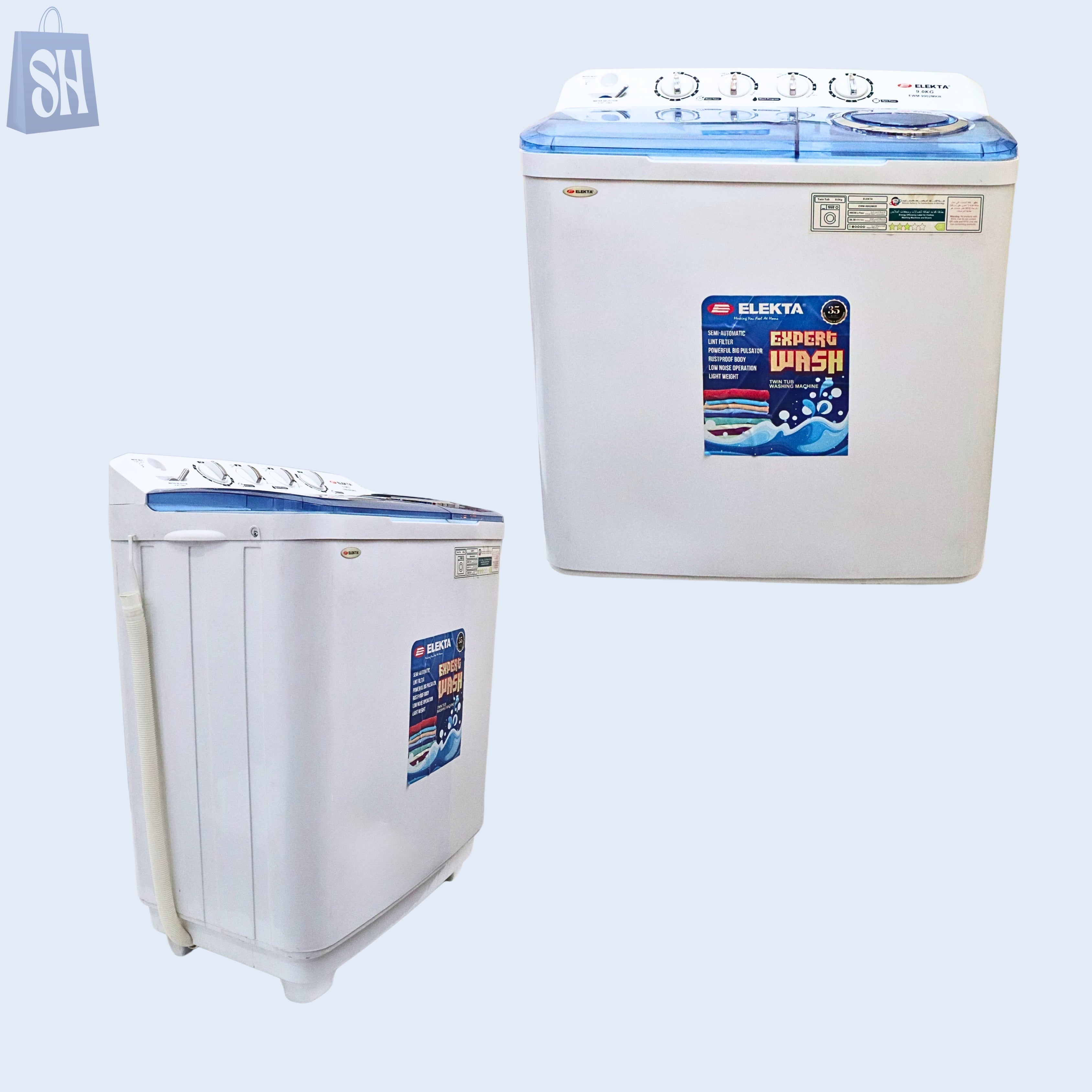 Elekta Expert Wash – Twin Tub Washing Machine 9 Kg – SH