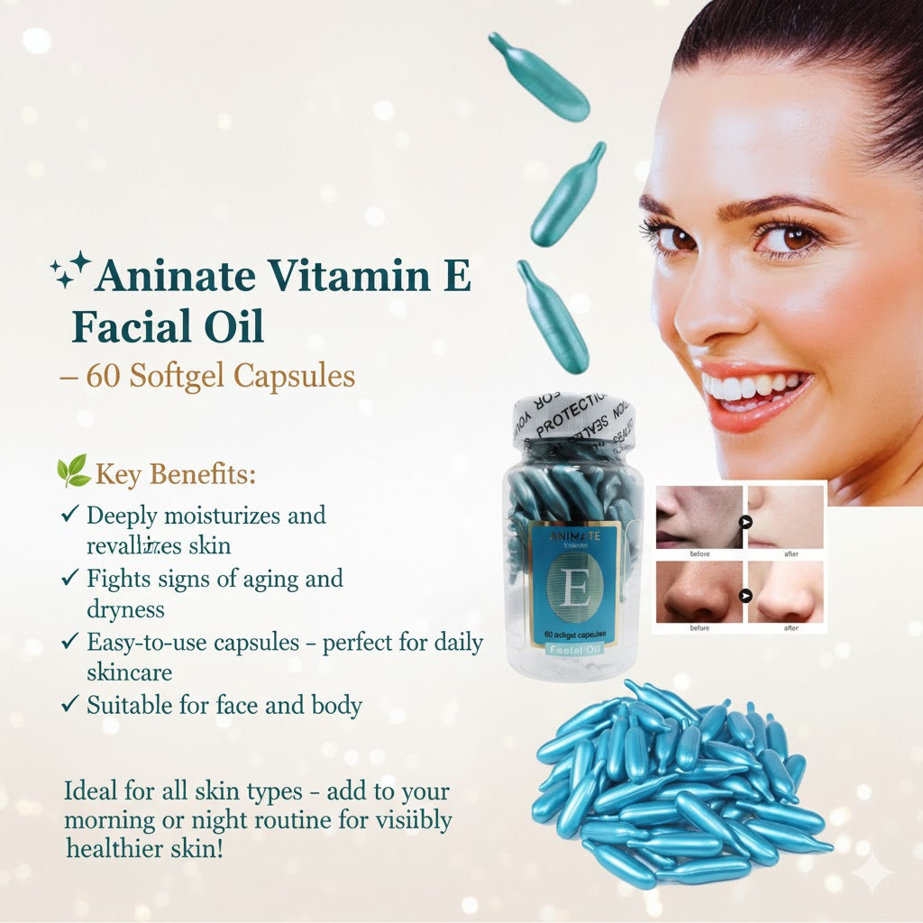 Animate Vitamin E Facial Oil – 60 Softgel Capsules – SH